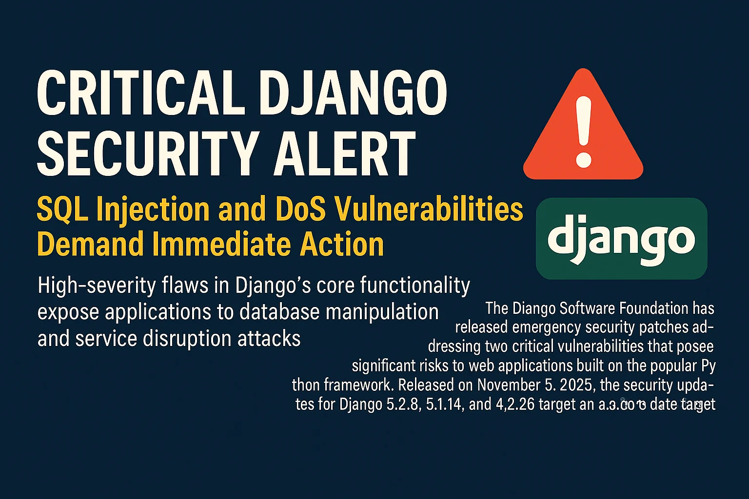 Critical Django Security Alert: SQL Injection and DoS Vulnerabilities ...
